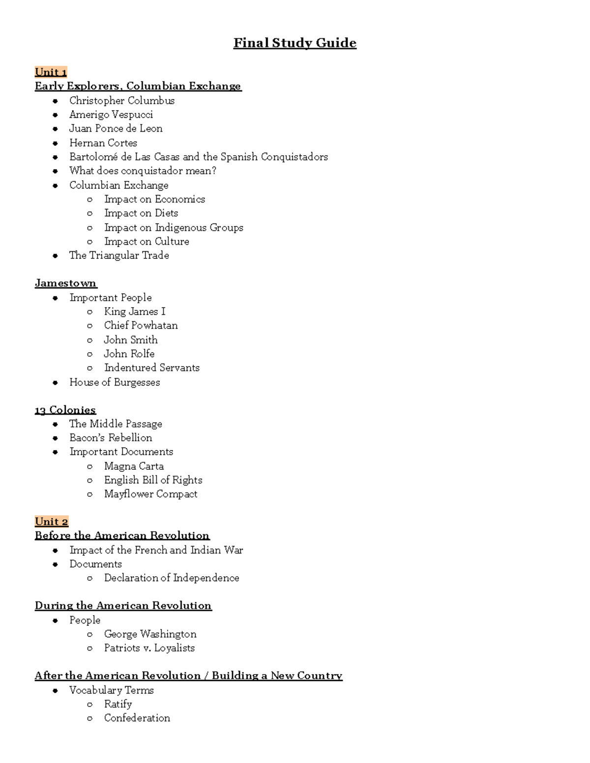 Final Study Guide: US History Overview - Studocu