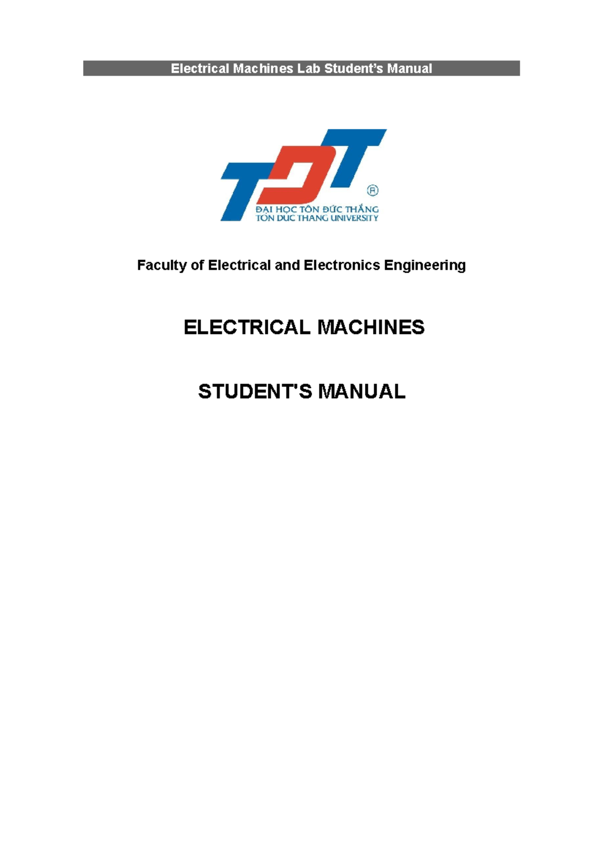 401066 Electrical Machines Lab Manual: Transformers & DC Motors - Studocu