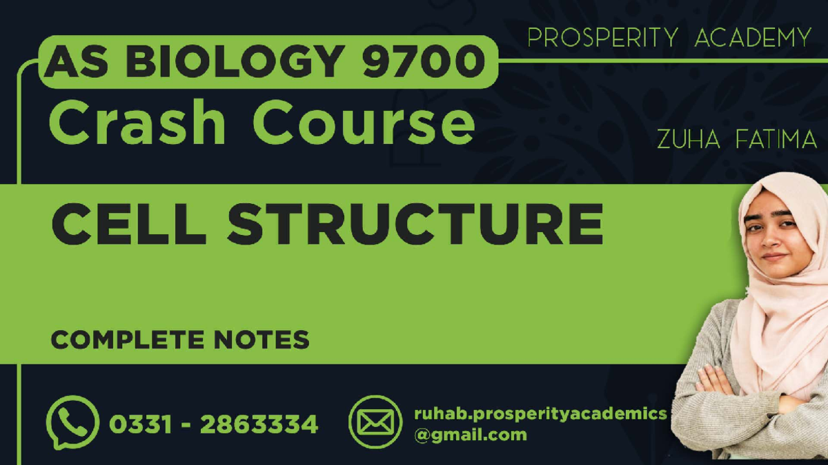 AS BIOLOGY 9700: Cell Structure Complete Notes - Studocu