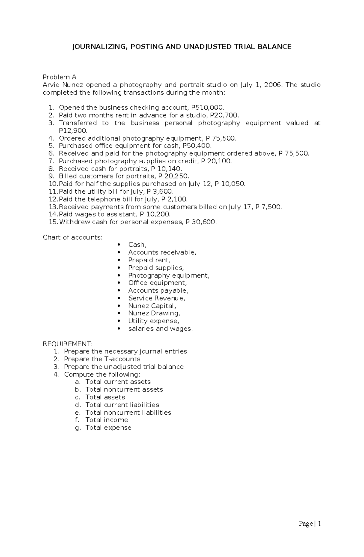 Financial Accounting: Journalizing & Unadjusted Trial Balances (ACC101 ...