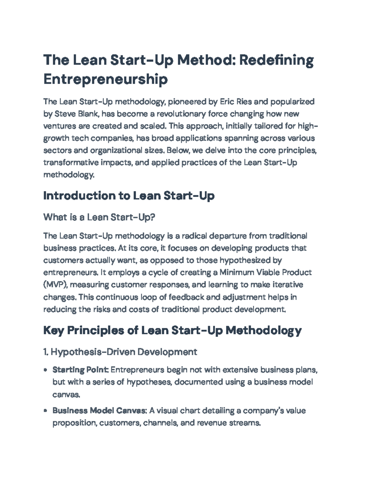 Lean Start-Up Methodology: Transforming Modern Entrepreneurship - The ...