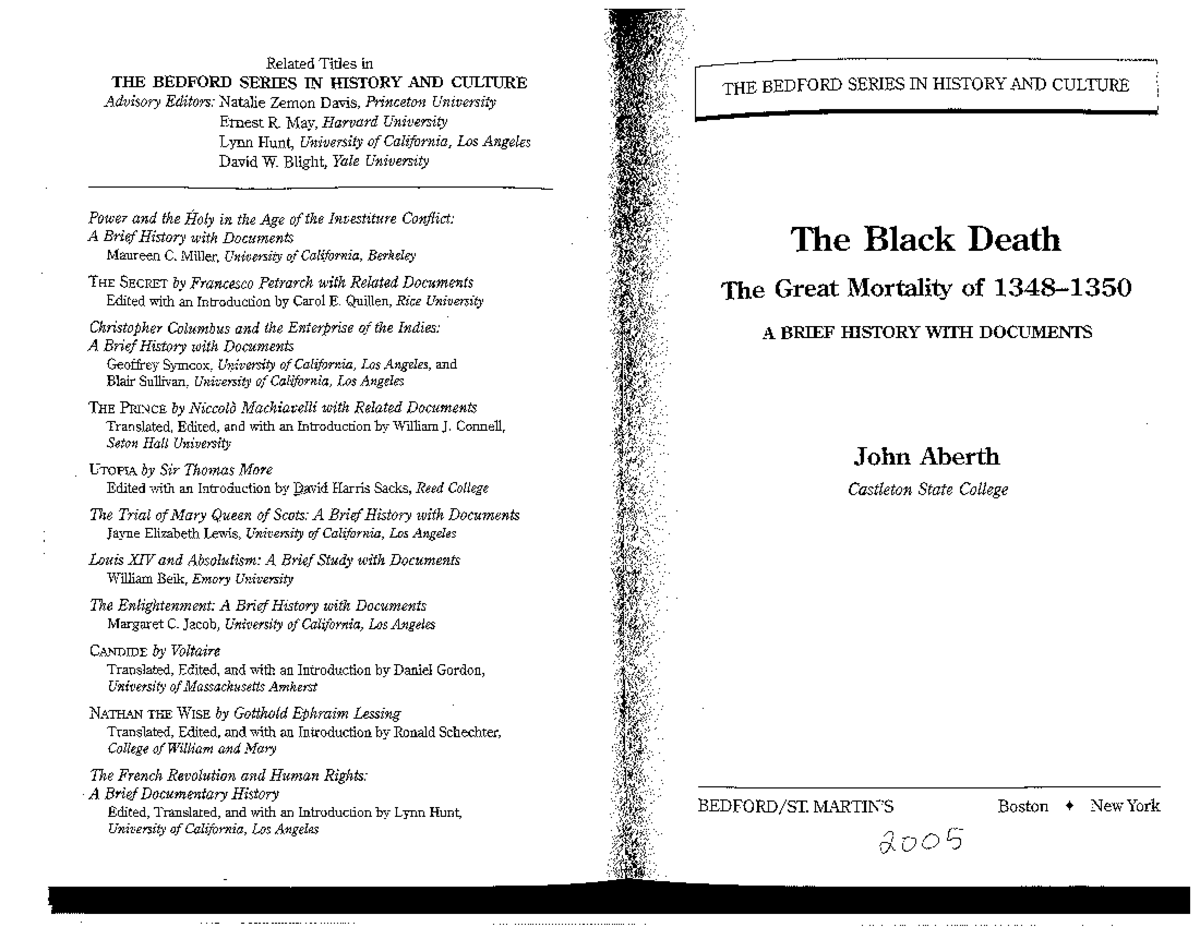The Black Death: Analyzing Contagion and Its Impact (HIST 101) - Studocu