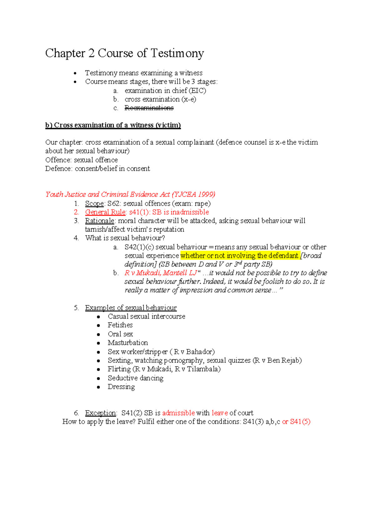 Chapter 2: Understanding Testimony Stages & Cross-Examination - Studocu