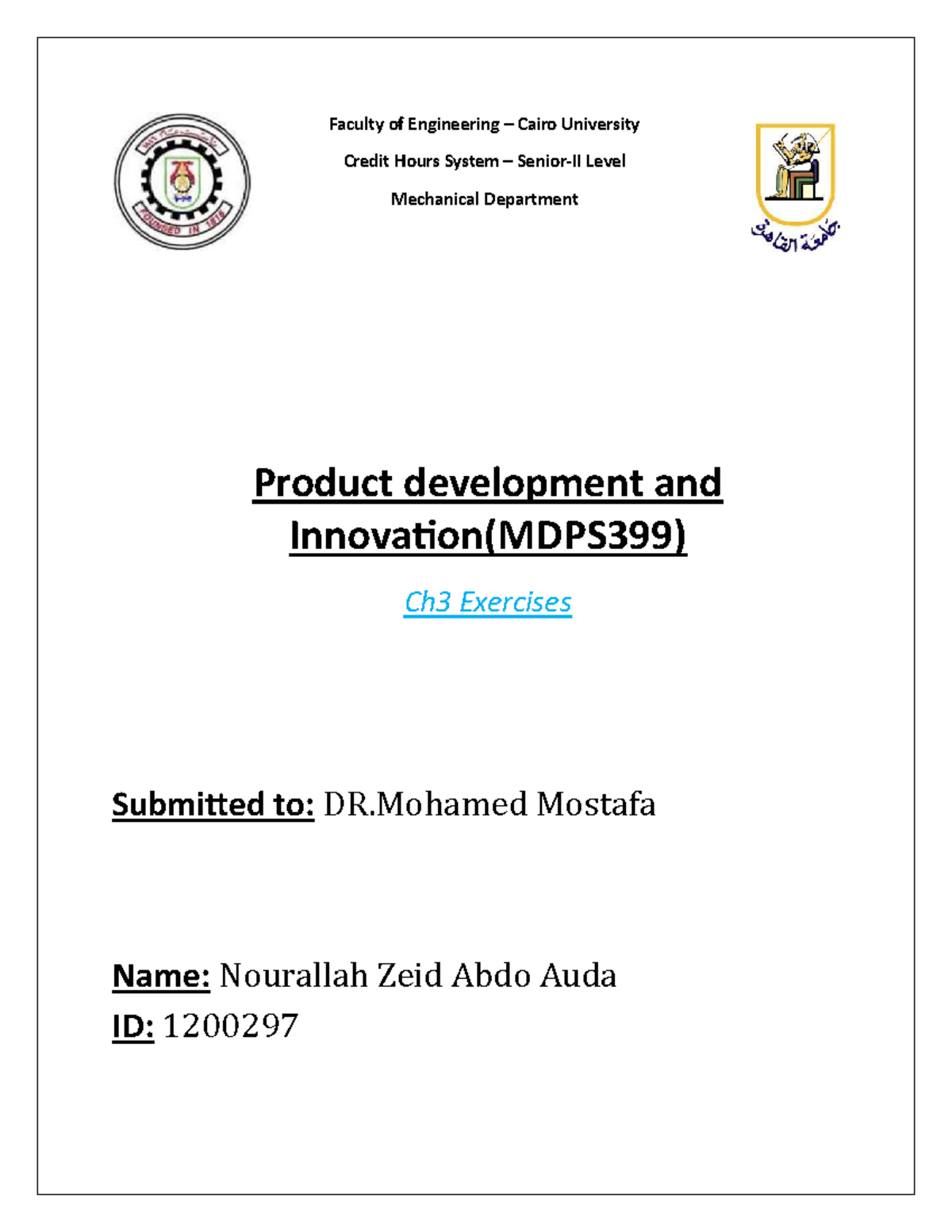 Ch3 exer nourallah abdo 12002 97 - Faculty of Engineering – Cairo ...