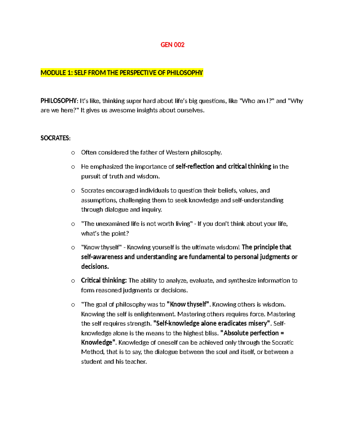 GEN 002 MODULE 1: Exploring the Self Through Philosophy and Sociology ...