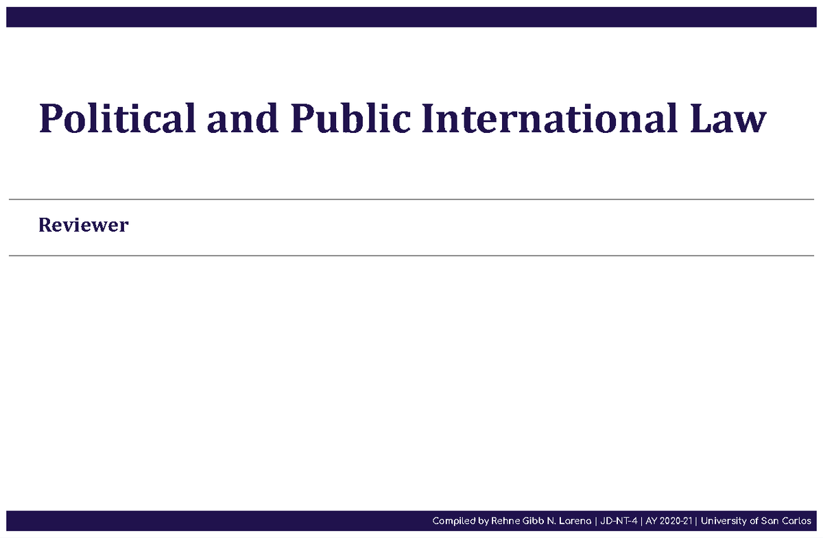Political and Public International Law Reviewer - Political and Public ...
