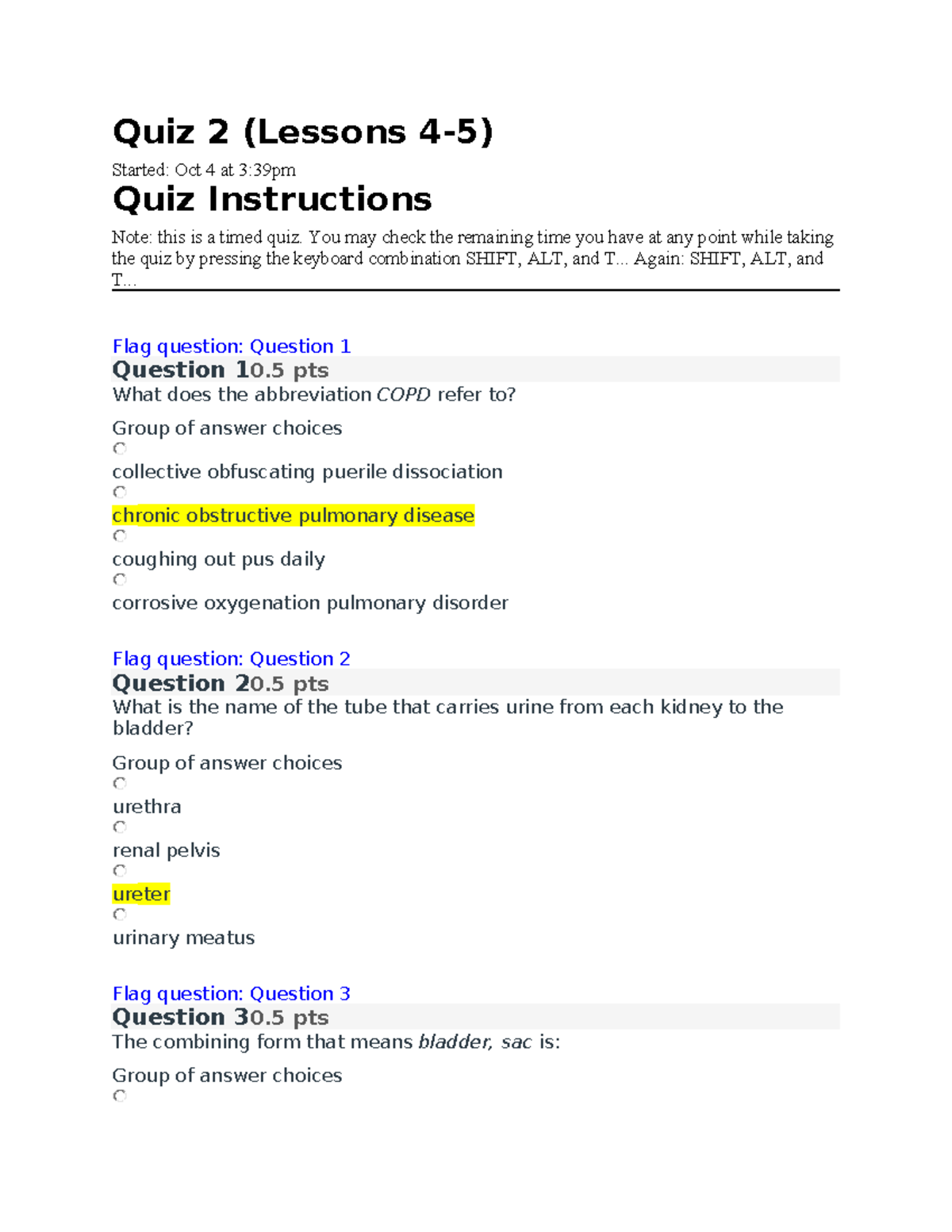 Quiz 2 Review - Medical Terminology (Lessons 4-5) - Studocu