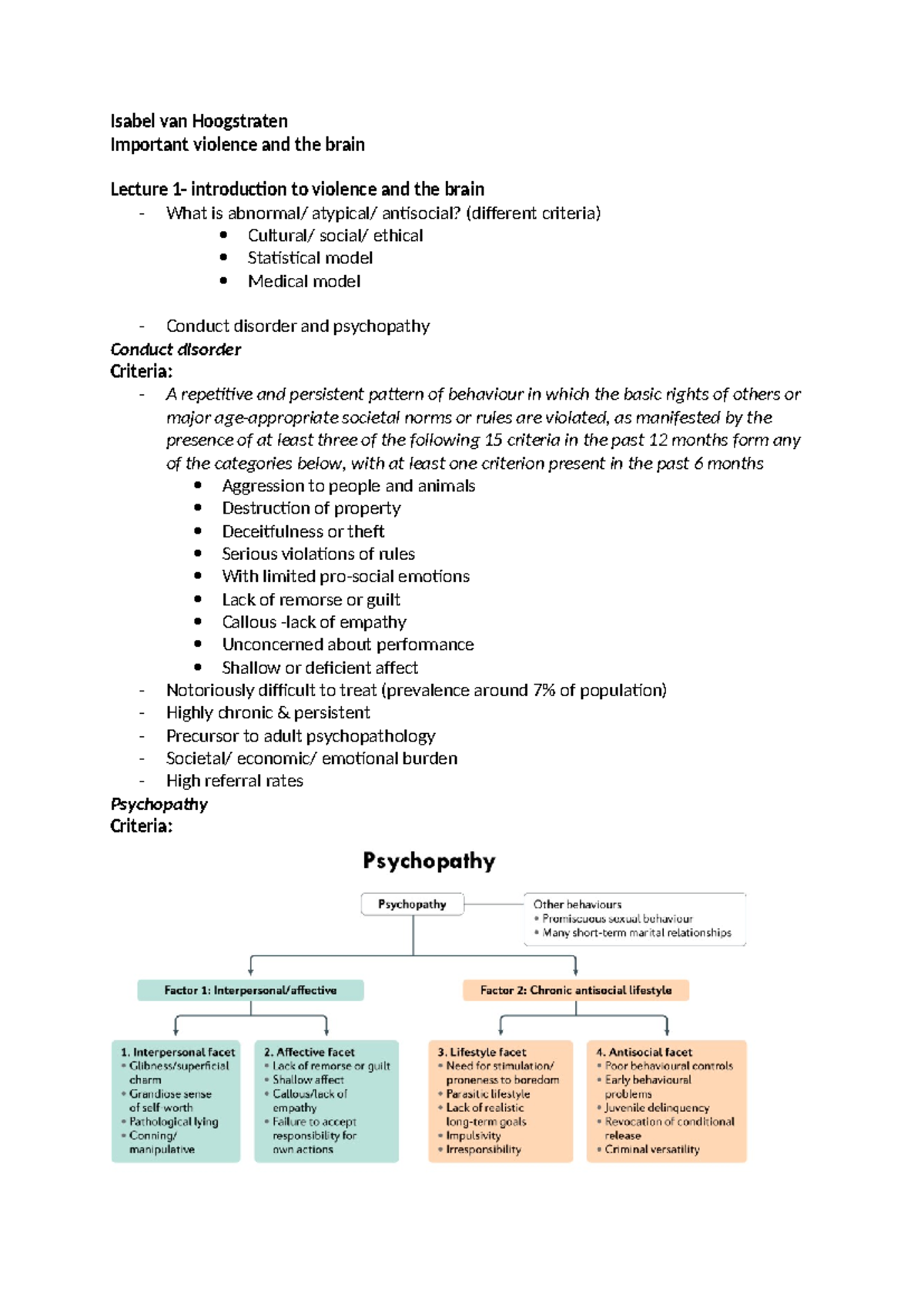 Lecture Notes: Concepts of Violence and the Brain (CRS 101) - Studeersnel