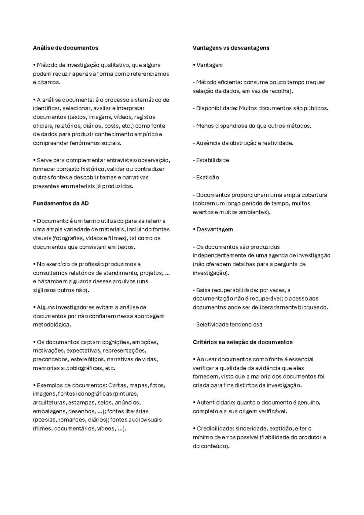 Análise de Documentos: Vantagens e Desvantagens do Método Qualitativo - Studocu