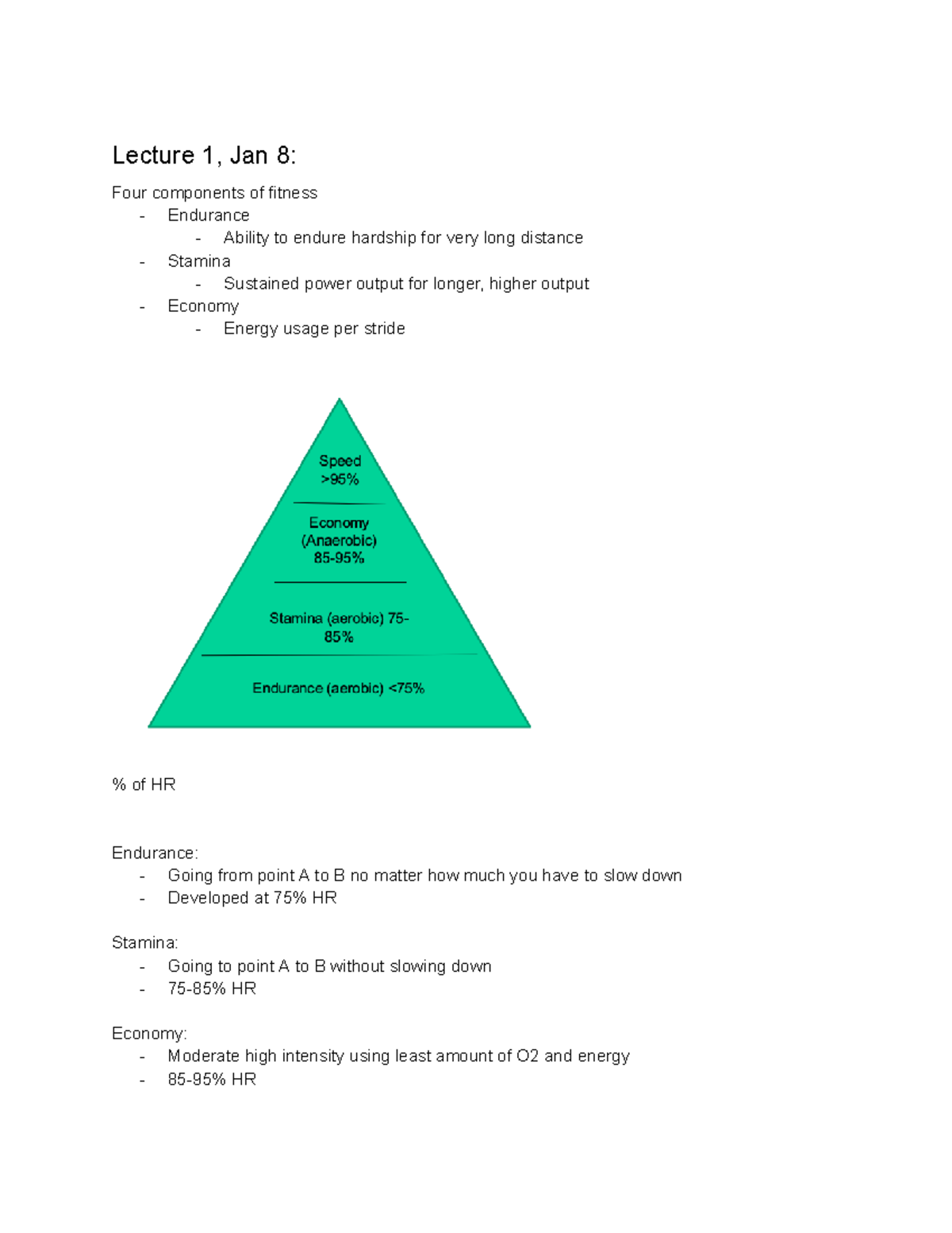 PHAC 3050 Lecture Notes: Components of Fitness & Training Principles ...