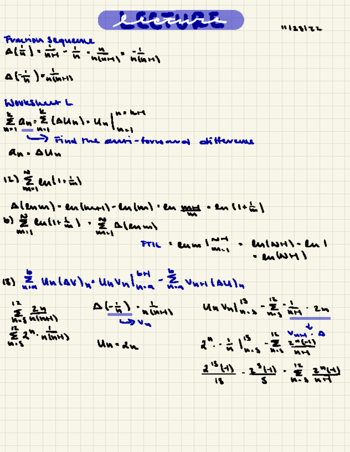 MATH 1400 Lecture Notes 23 - EineRE "slee Fraction sequence x(z) = nt ...