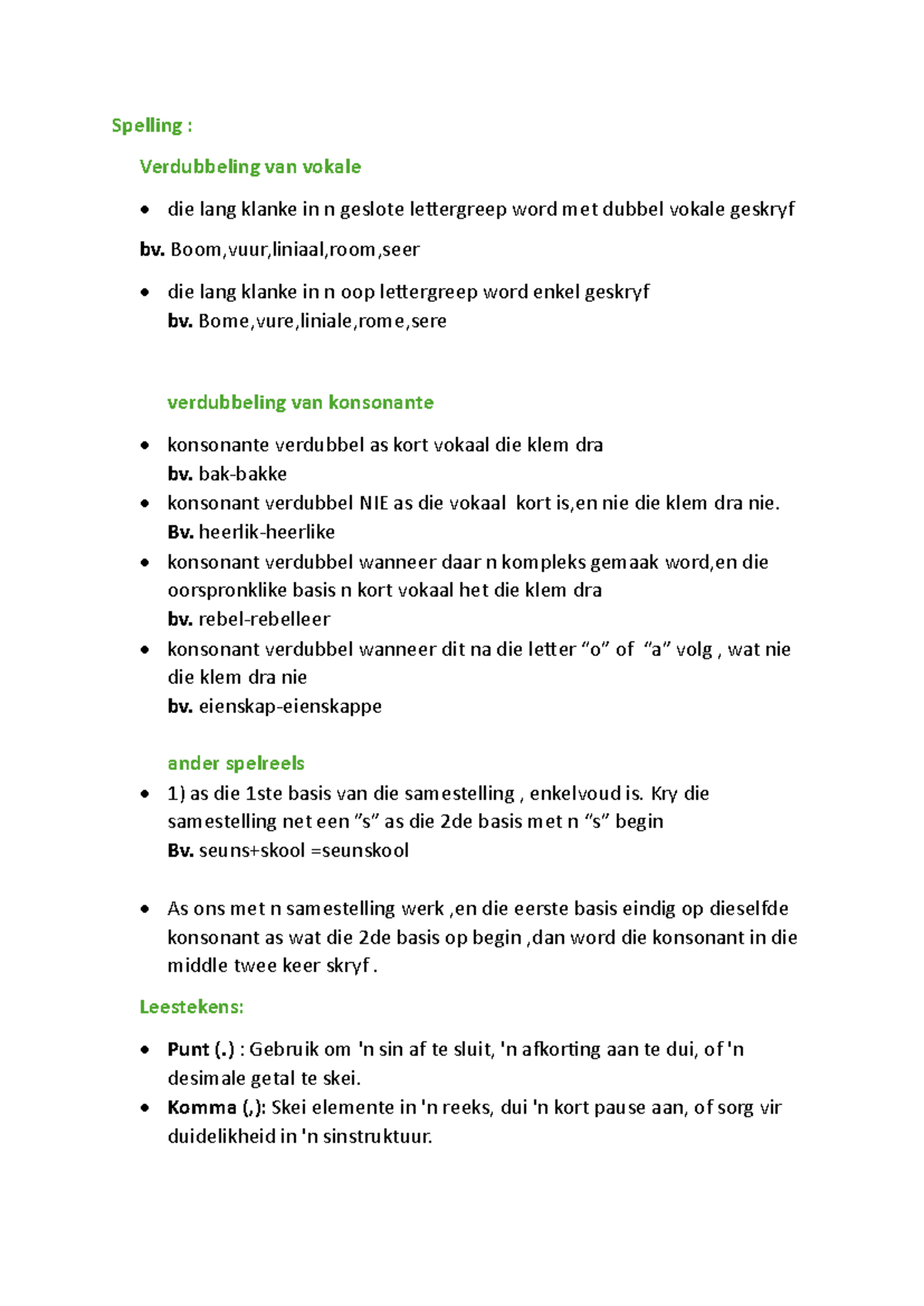 Spelling - Spelreels en Leestekens Uitleg - LES 101 - Studocu