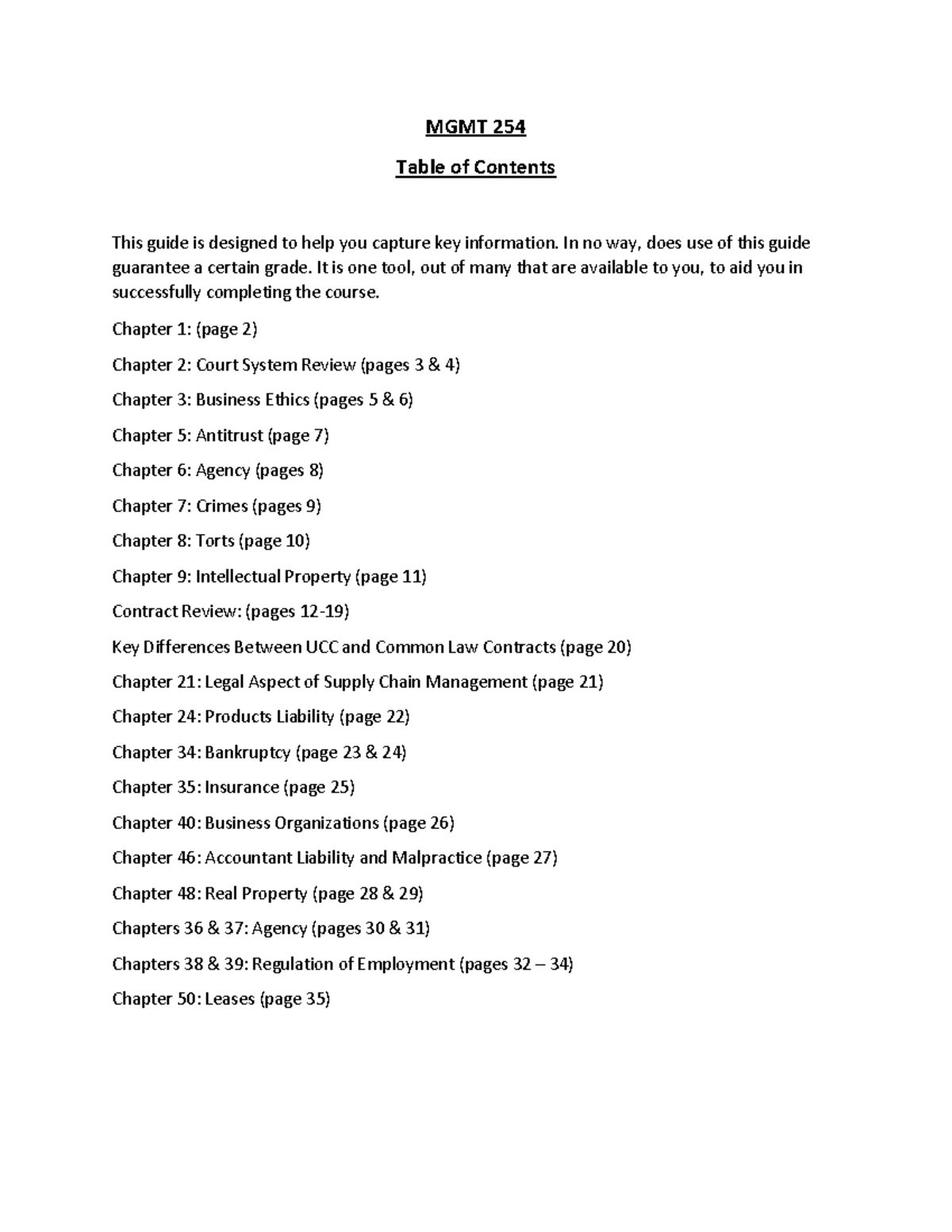 2022 MGMT 254 Study Guide - MGMT 254 Table of Contents This guide is designed to help you ...