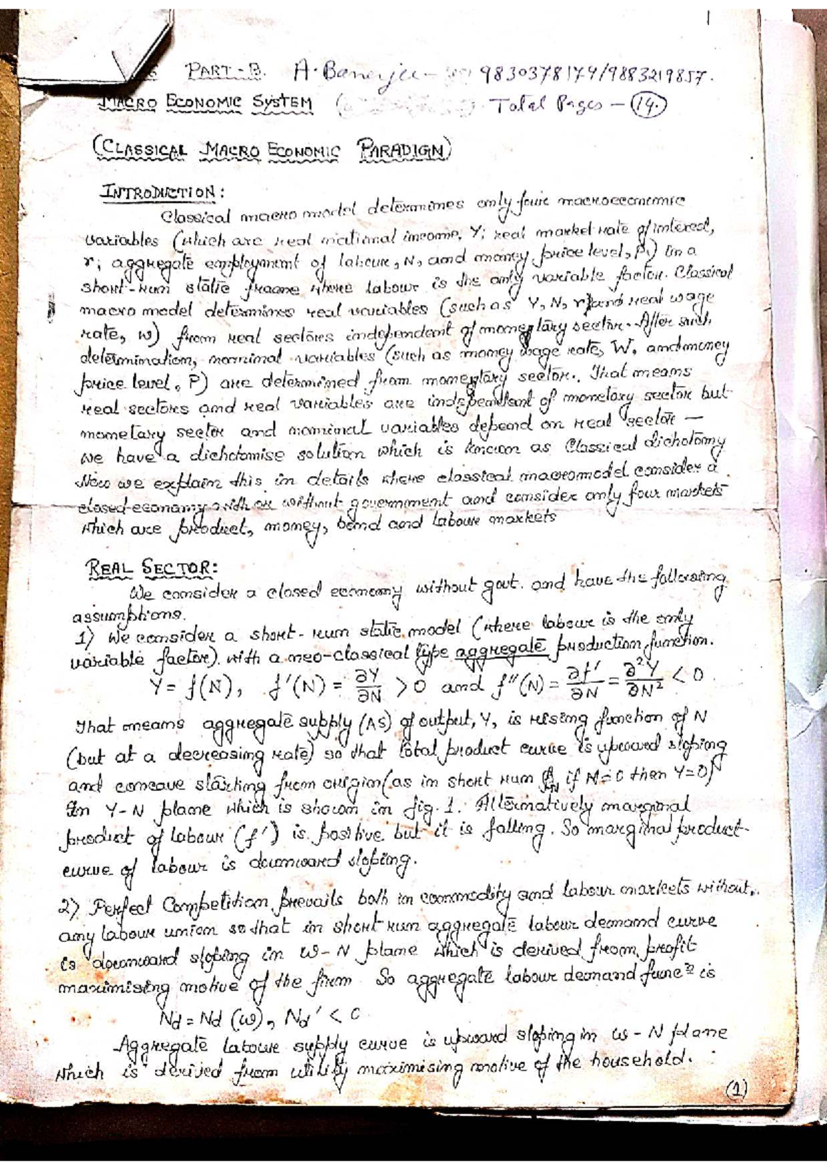 Classical Macroeconomic Model Analysis (MACRO 1) - Studocu