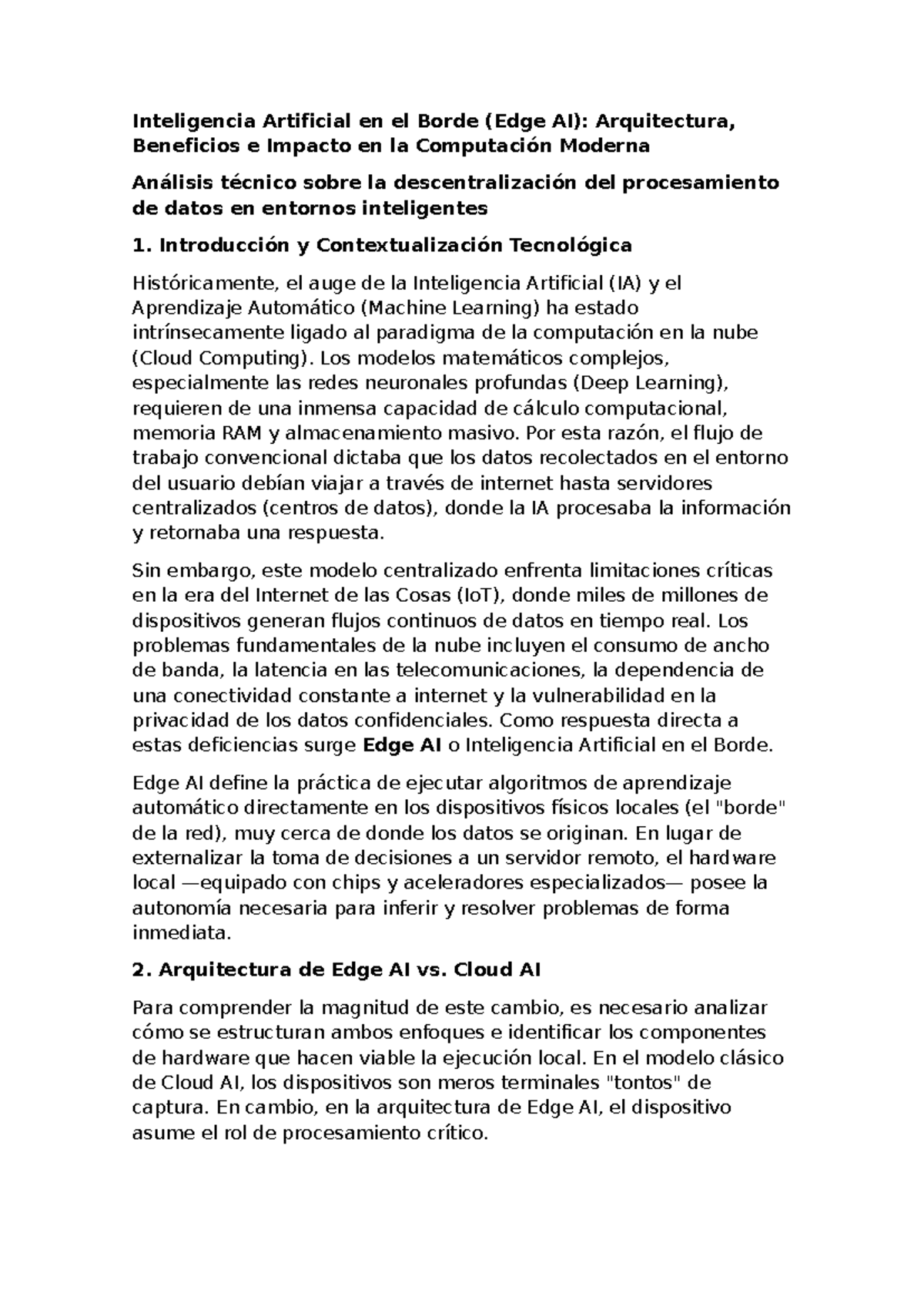 Inteligencia Artificial en el Borde (Edge AI): Arquitectura y ...