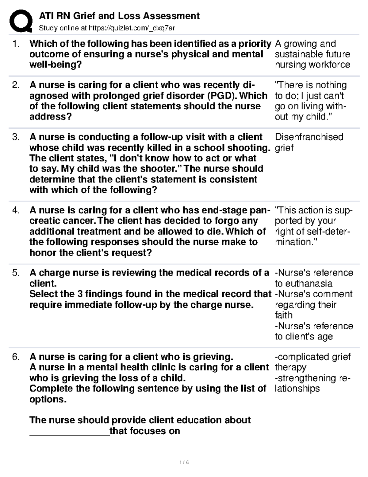ATI RN Grief and Loss Assessment - Study online at quizlet/_dxq7er ...