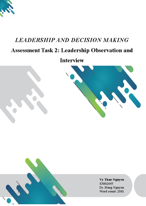 LAD: Assignment 2 - Leadership Observation and Interview (32/45 ...