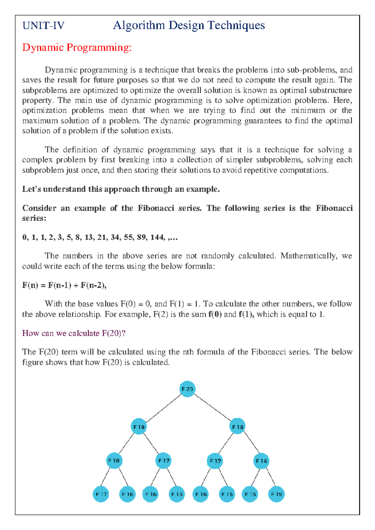 UNIT-IV & V Advanced Data Structures and Algorithms - UNIT-IV Algorithm ...