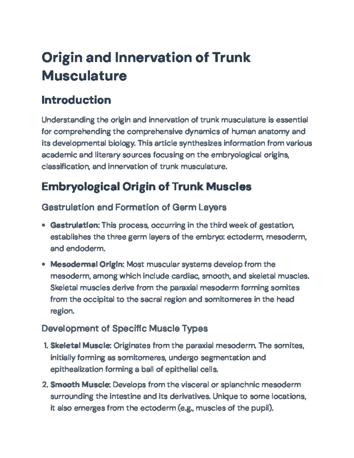 Anatomy Overview: Origin and Innervation of Trunk Musculature - Studocu