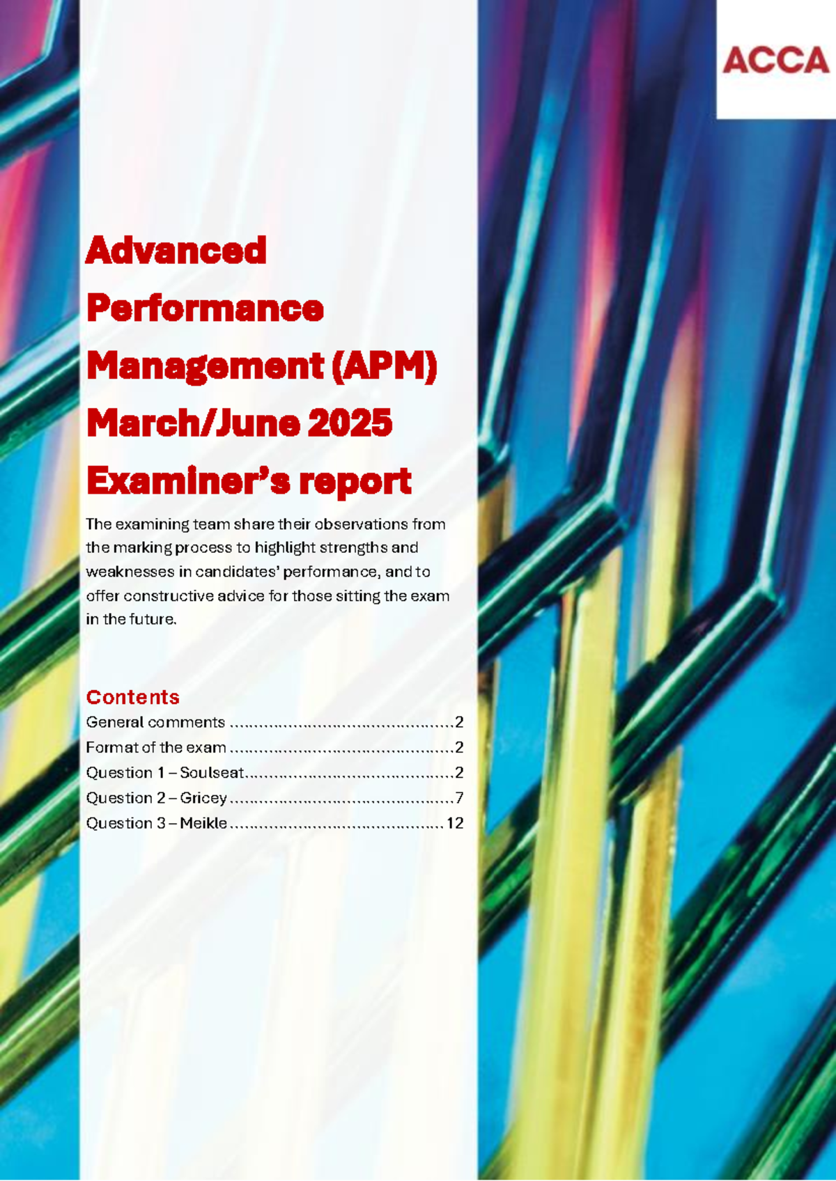 APM 2025 Examiners Report: Insights on Performance Management - Studocu