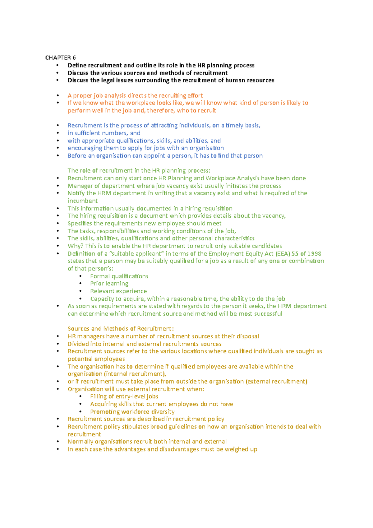 Chapter 6 - Summary Introduction to Human Resource Management - CHAPTER ...
