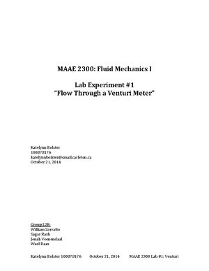 Fluids Lab 2 - jet pump lab - MAAE 2300 B Lab Report 2 Jet Pump ...