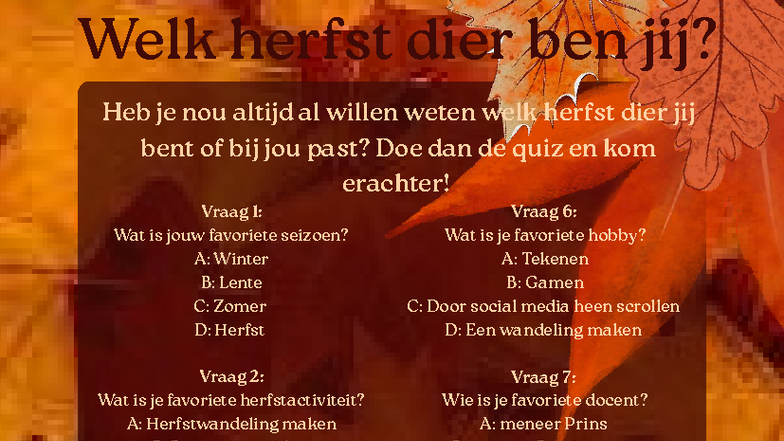 Herfst Dier Quiz: Ontdek Welk Dier Bij Jou Past! - Studeersnel