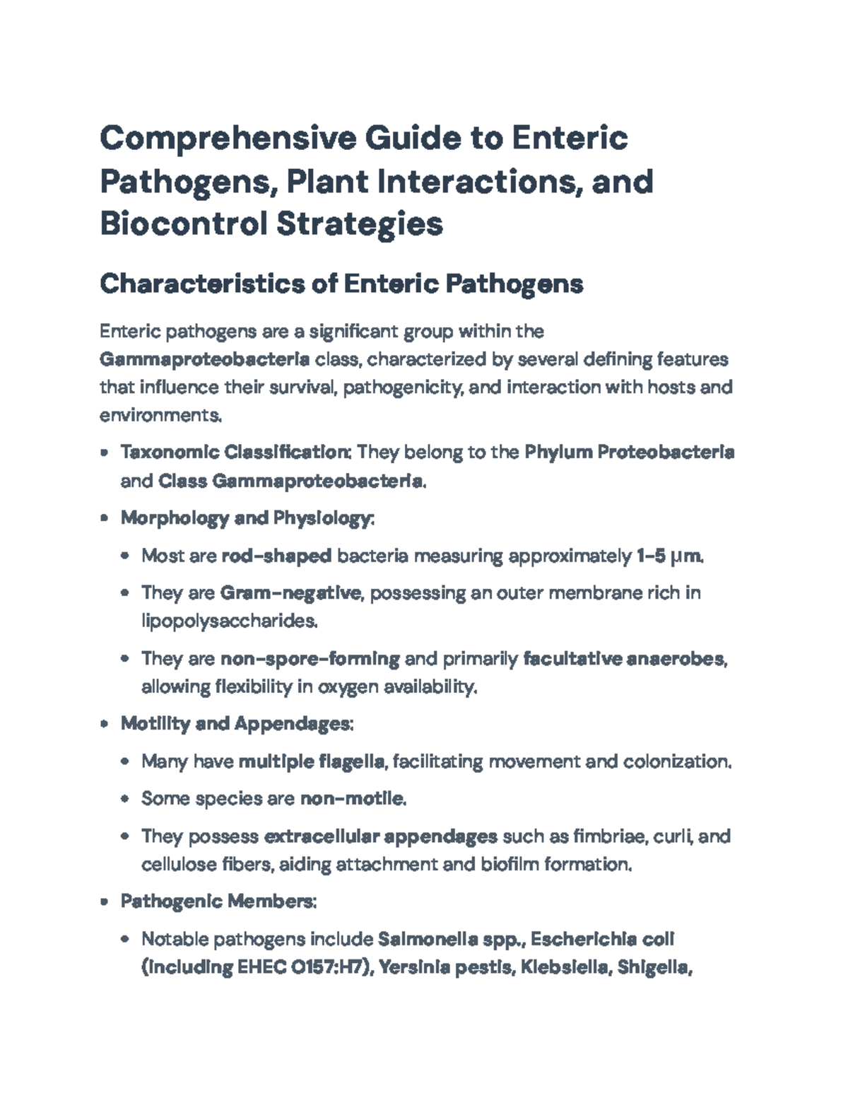 Comprehensive Guide to Enteric Pathogens and Biocontrol Strategies (BIO ...