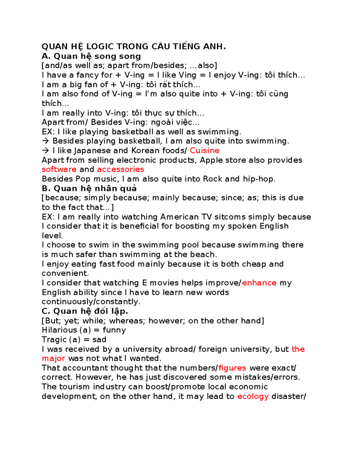 Logic Relationships in English Sentences - CDDR Study Guide - Studocu