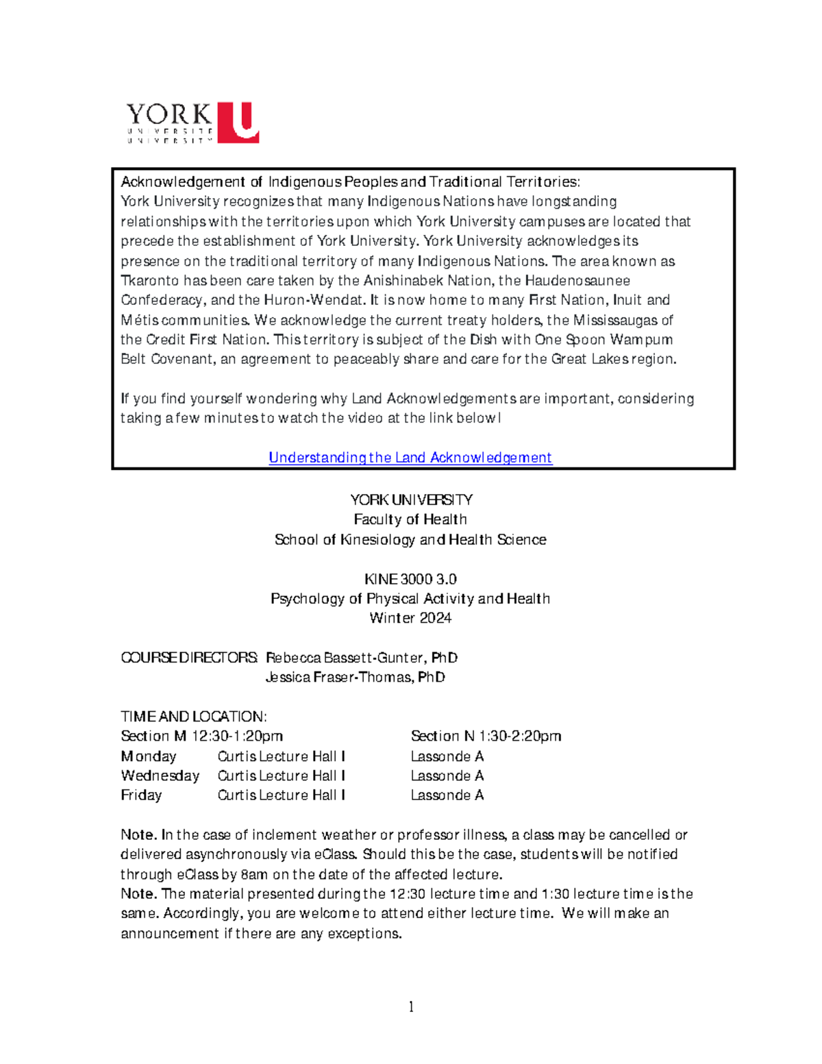 KINE 3000 W24 - Course Outline: Psychology of Physical Activity ...