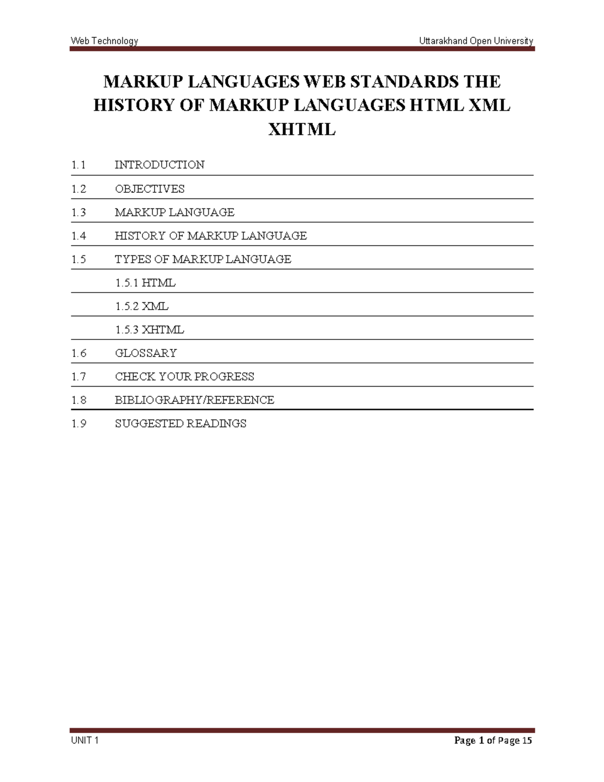 Web Technology (Course Code): Markup Languages & Web Standards Overview ...