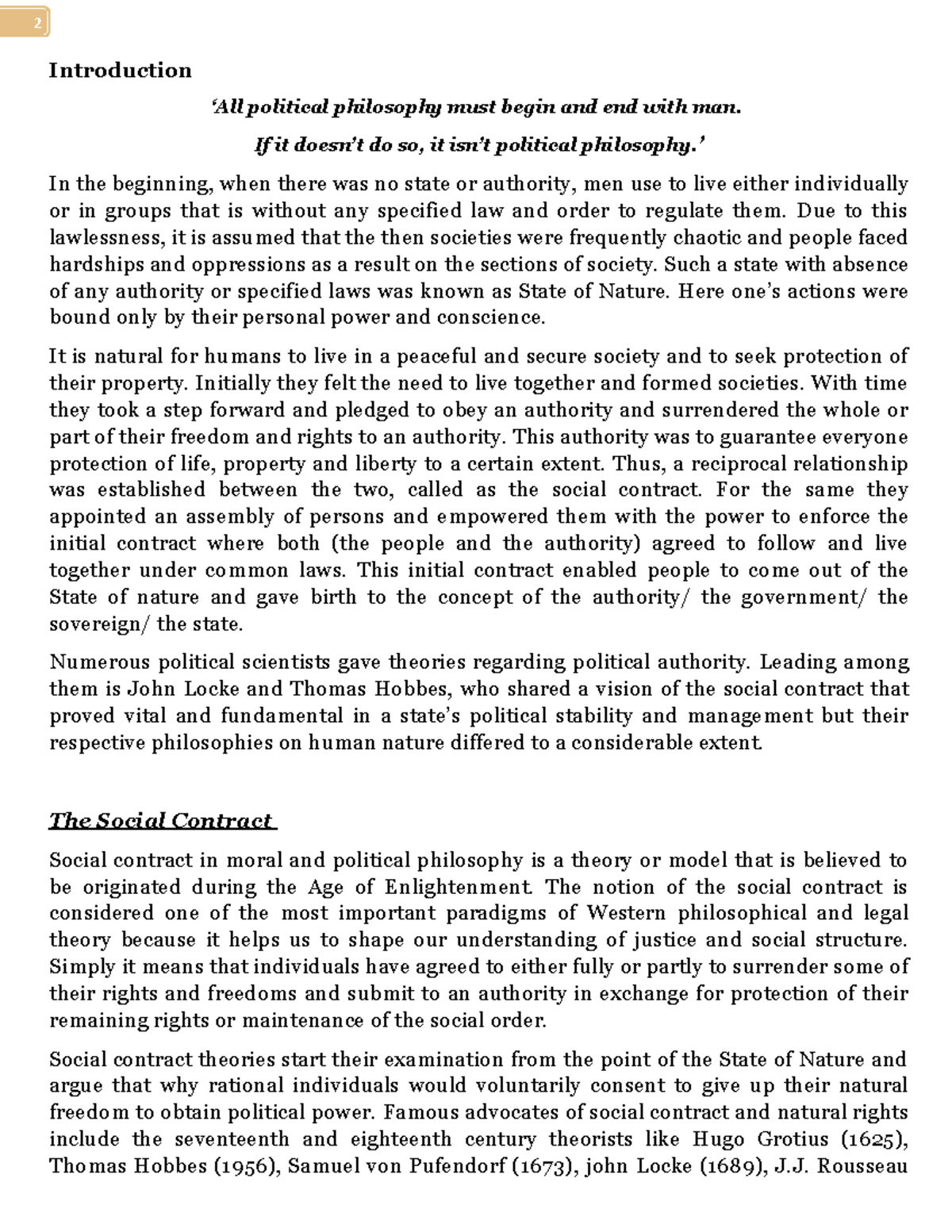 A Comparative Analysis of Social Contract Theories by Locke & Hobbes ...