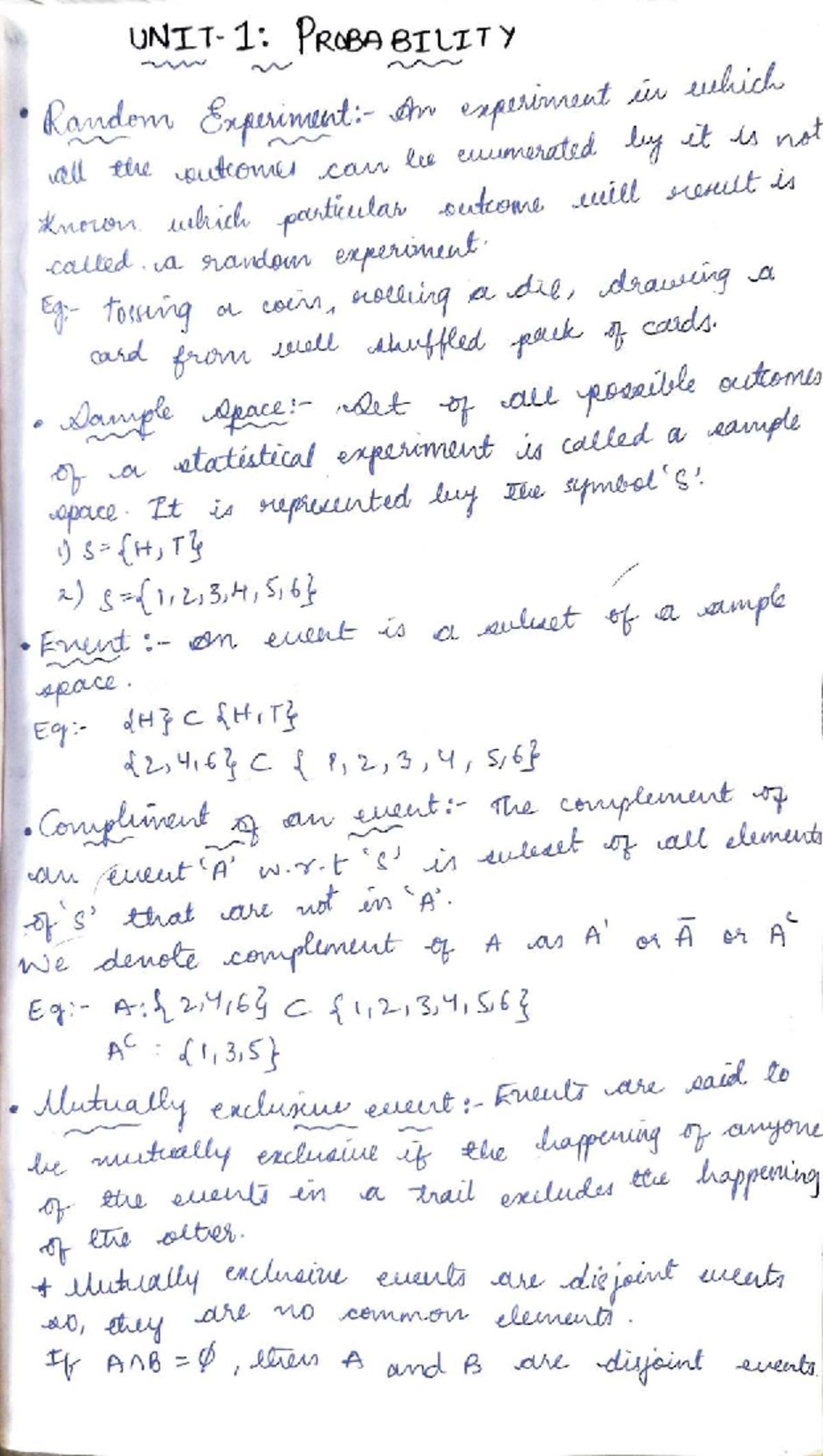 MATH 101: Probability Concepts and Random Experiments Notes - Studocu