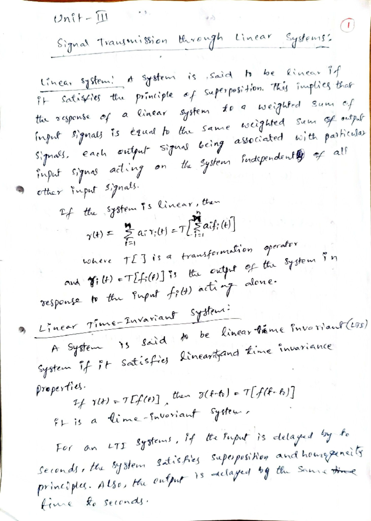 Unit 1: Signal Transmission in Linear Systems (SS Unit-3) - Studocu