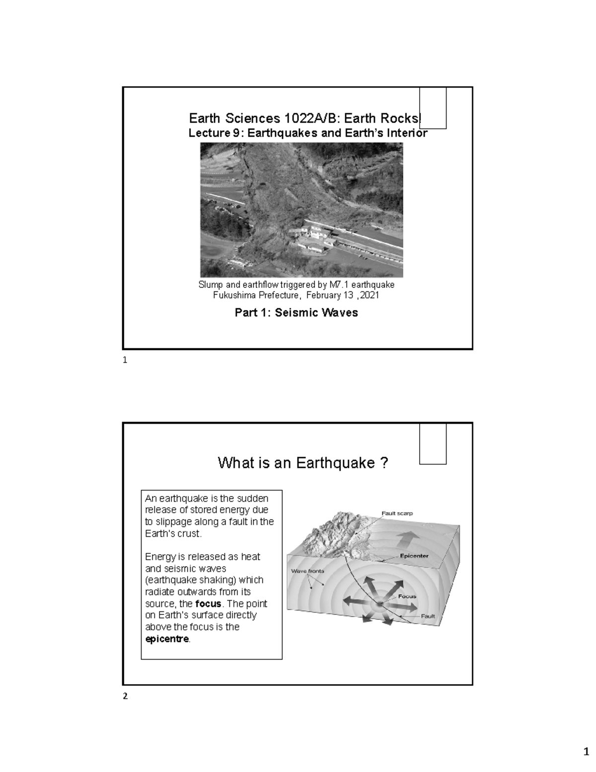 ES 1022 A Lec9 Earthquakes owl pdf - Earth Sciences 1022A/B: Earth ...