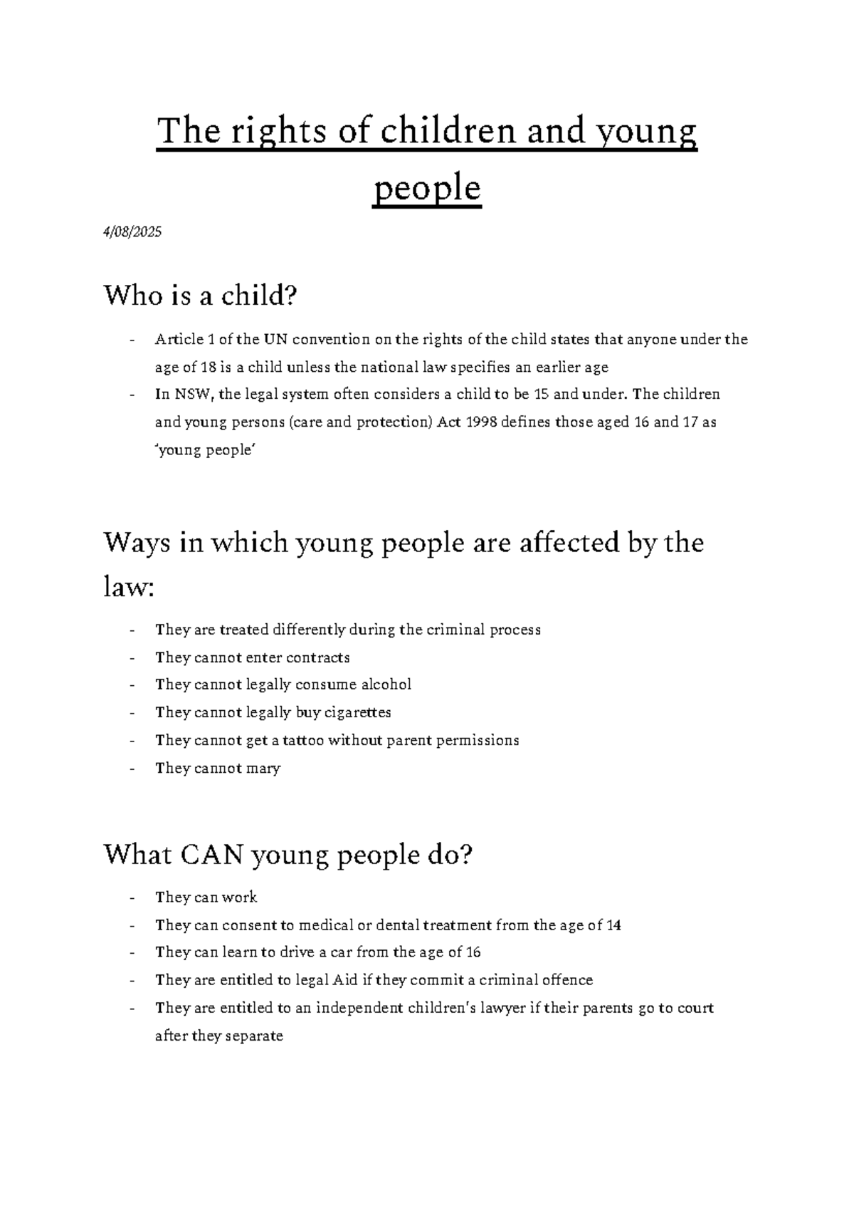 The Rights of Children and Young People: Prelims Essay on Legal ...