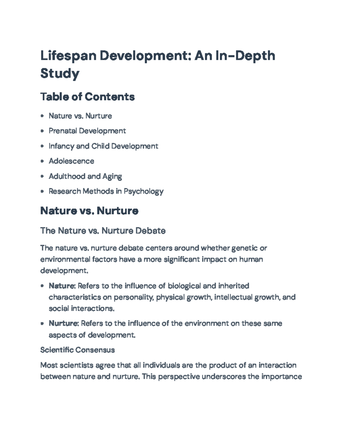 Lifespan Development Overview: Nature, Nurture, and Key Stages ...