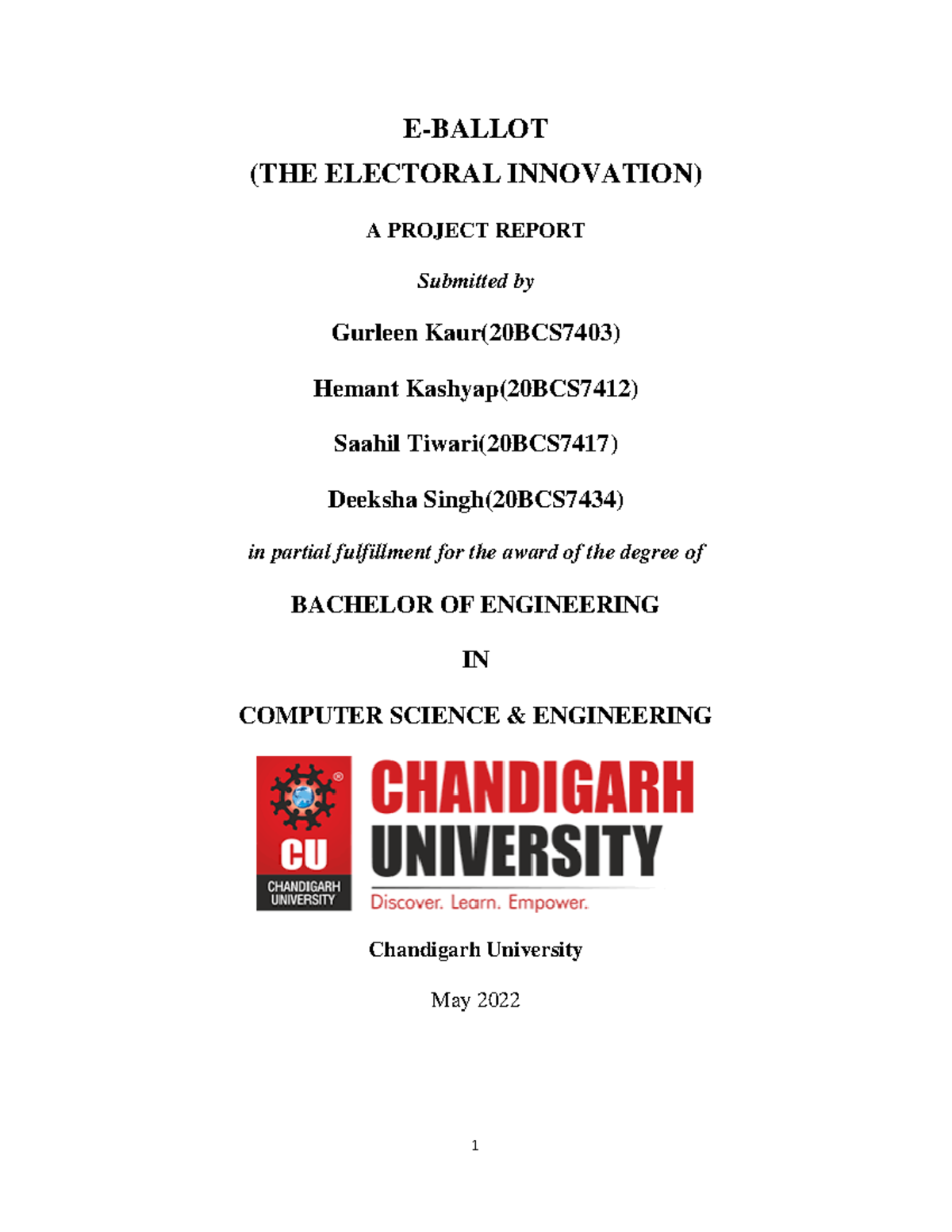 Final Report E- Ballot Final - E-BALLOT (THE ELECTORAL INNOVATION) A ...