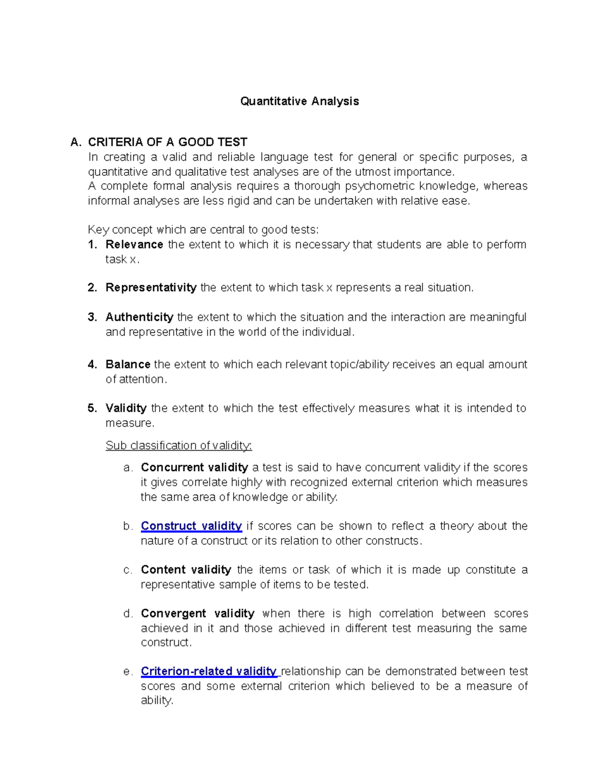 Chapter 5 - Quantitative Analysis - Quantitative Analysis A. CRITERIA ...