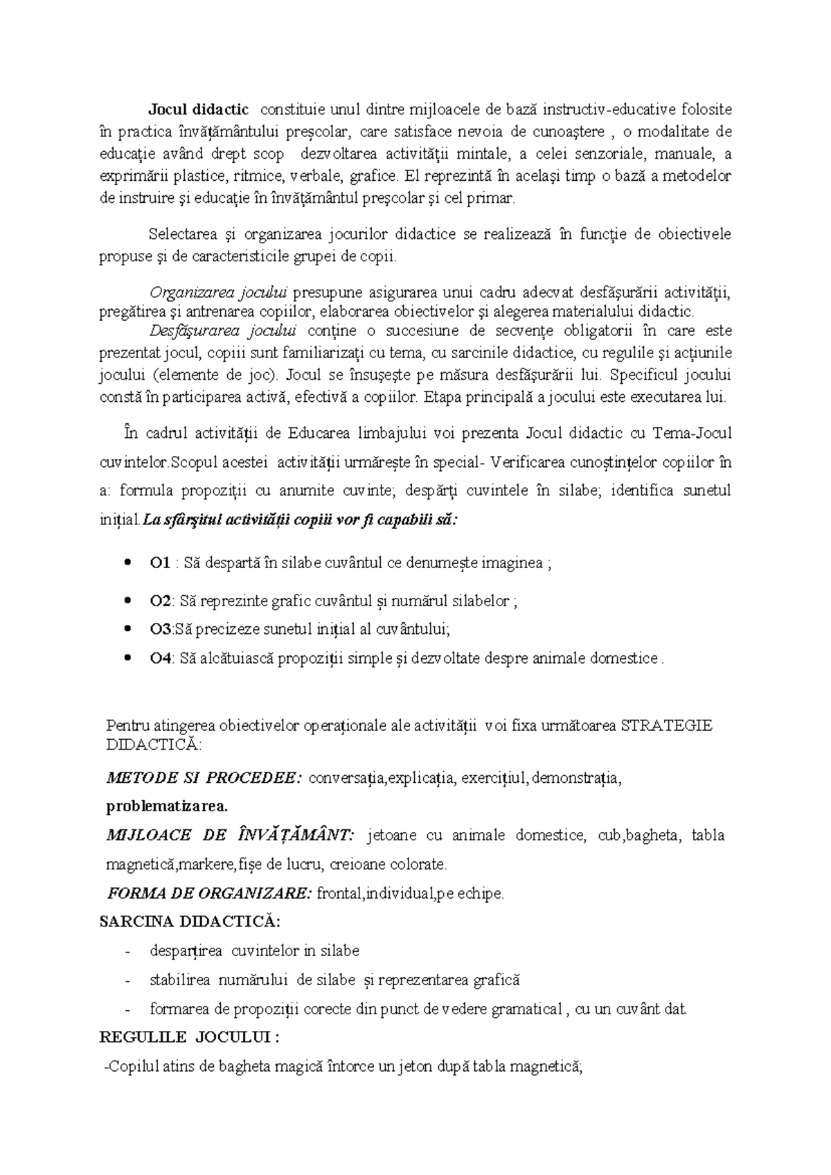 Jocul Didactic în Învățământul Preșcolar: Strategii și Activități ...