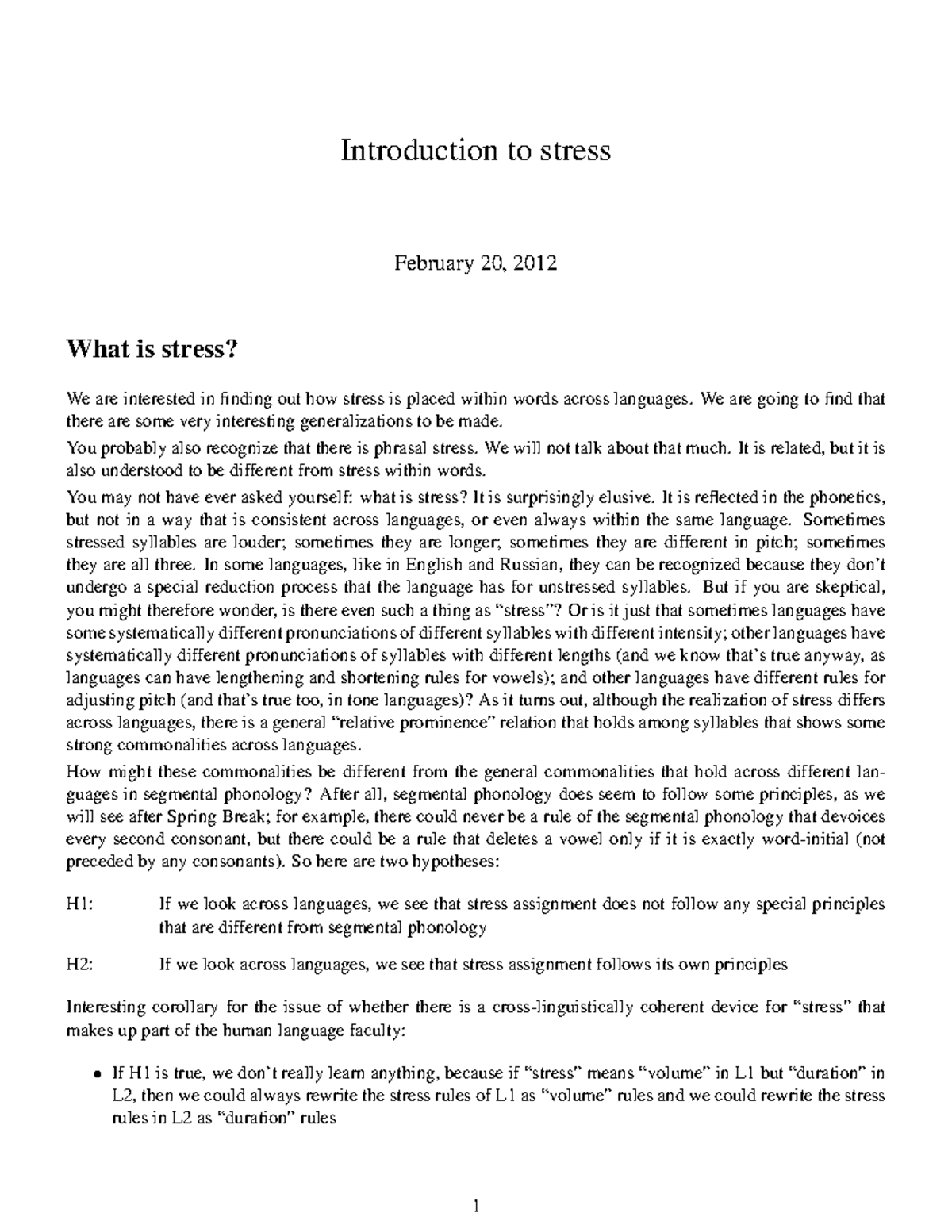 Introduction to stress - Introduction to stress February 20, 2012 What ...