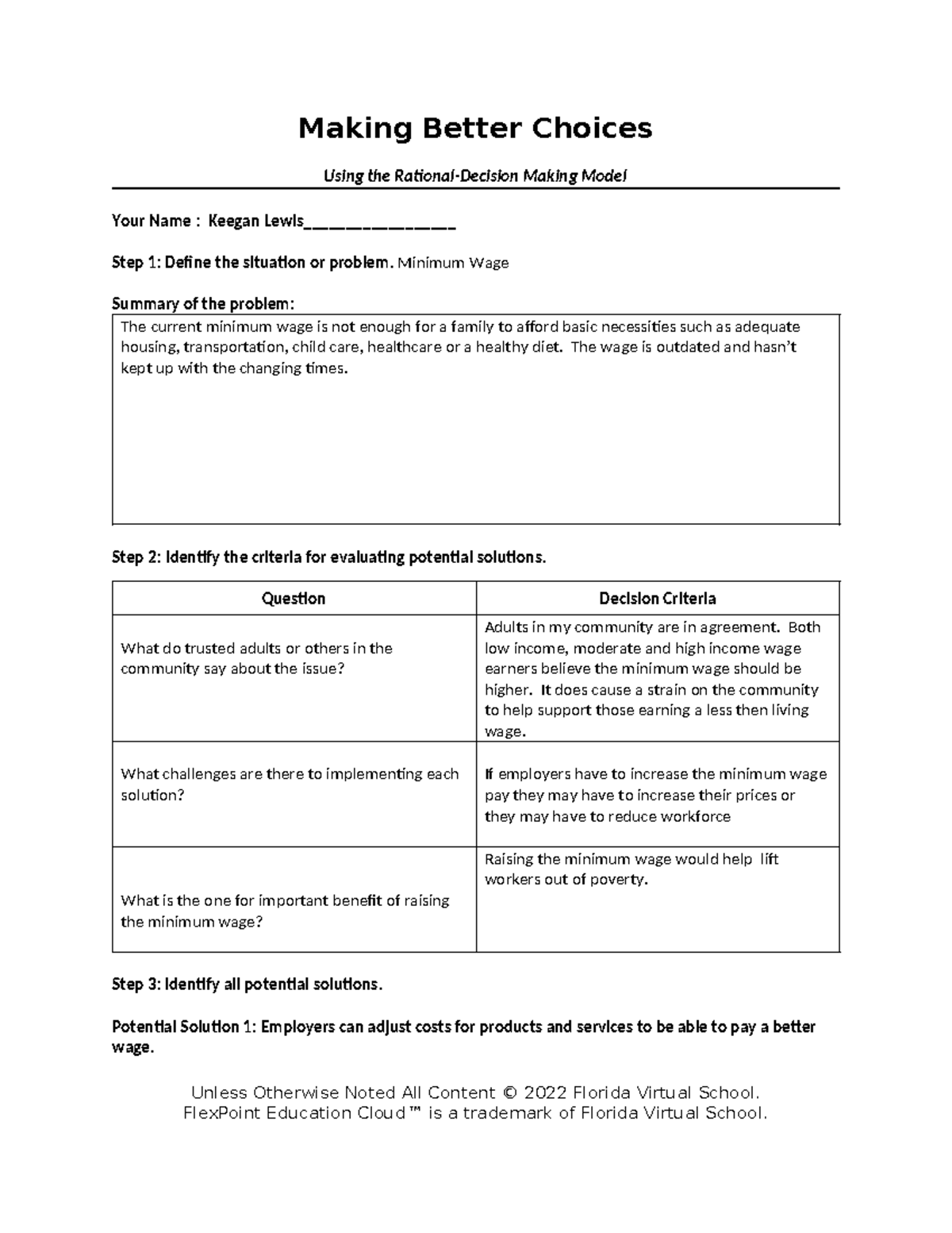 Making better choices assignment template - Making Better Choices Using ...