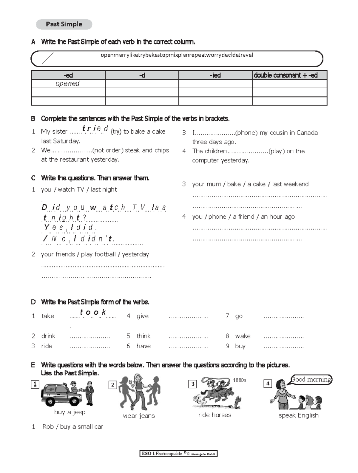Grammar 1-Past Simple 2621 - ESO 1 Photocopiable © B Burlington Books ...