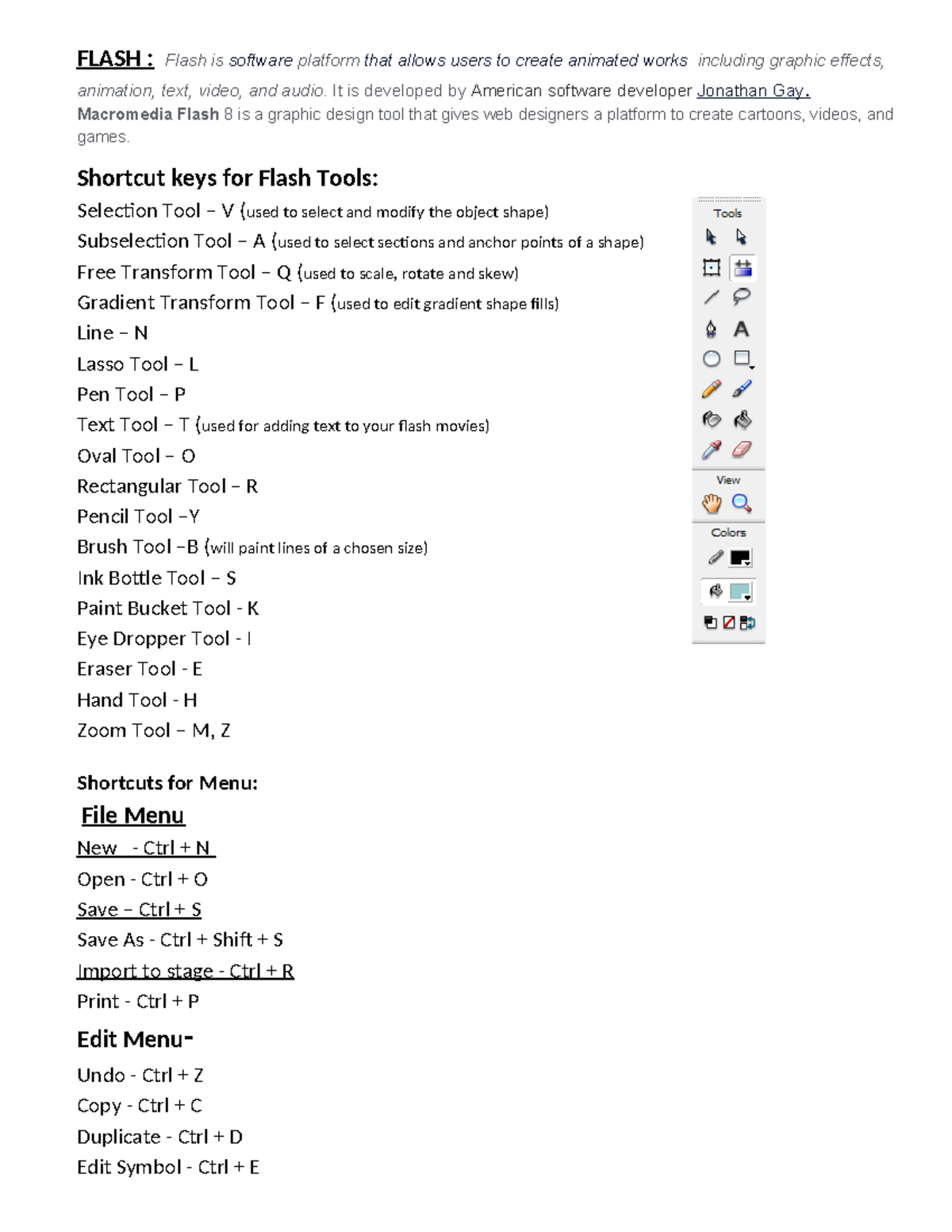 MA Lab - Flash Tools & Exercises Notes for Animation Creation - Studocu