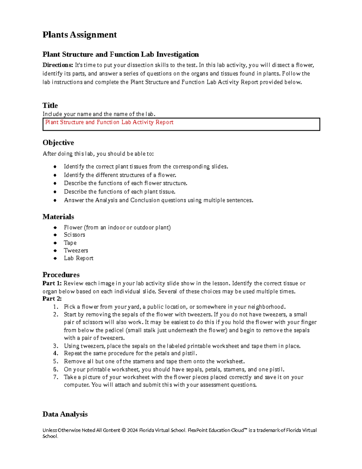 Plants assignment: Plant structure and function lab investigation - Studocu