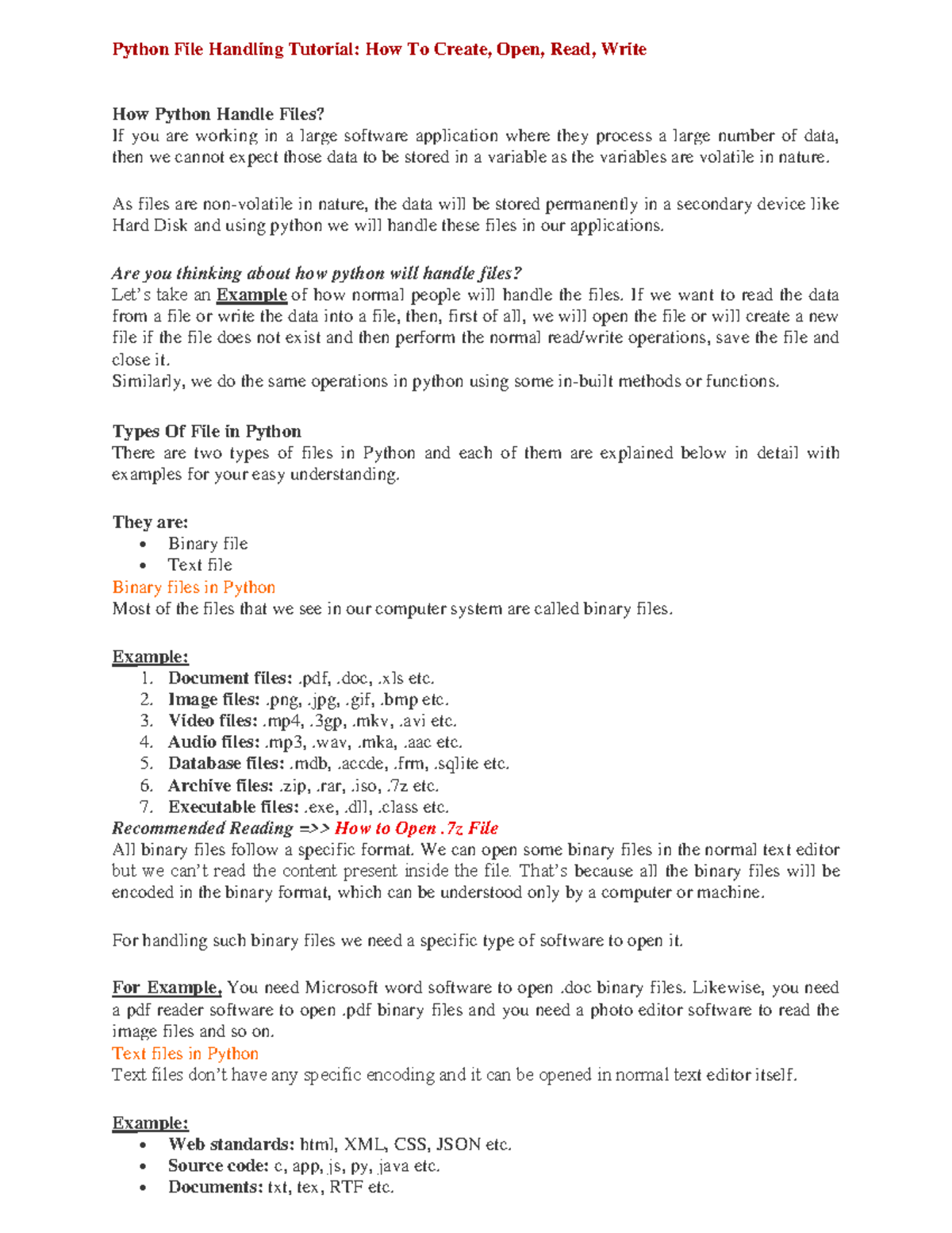 Python File Handling Tutorial Create Open Read Write Files Studocu