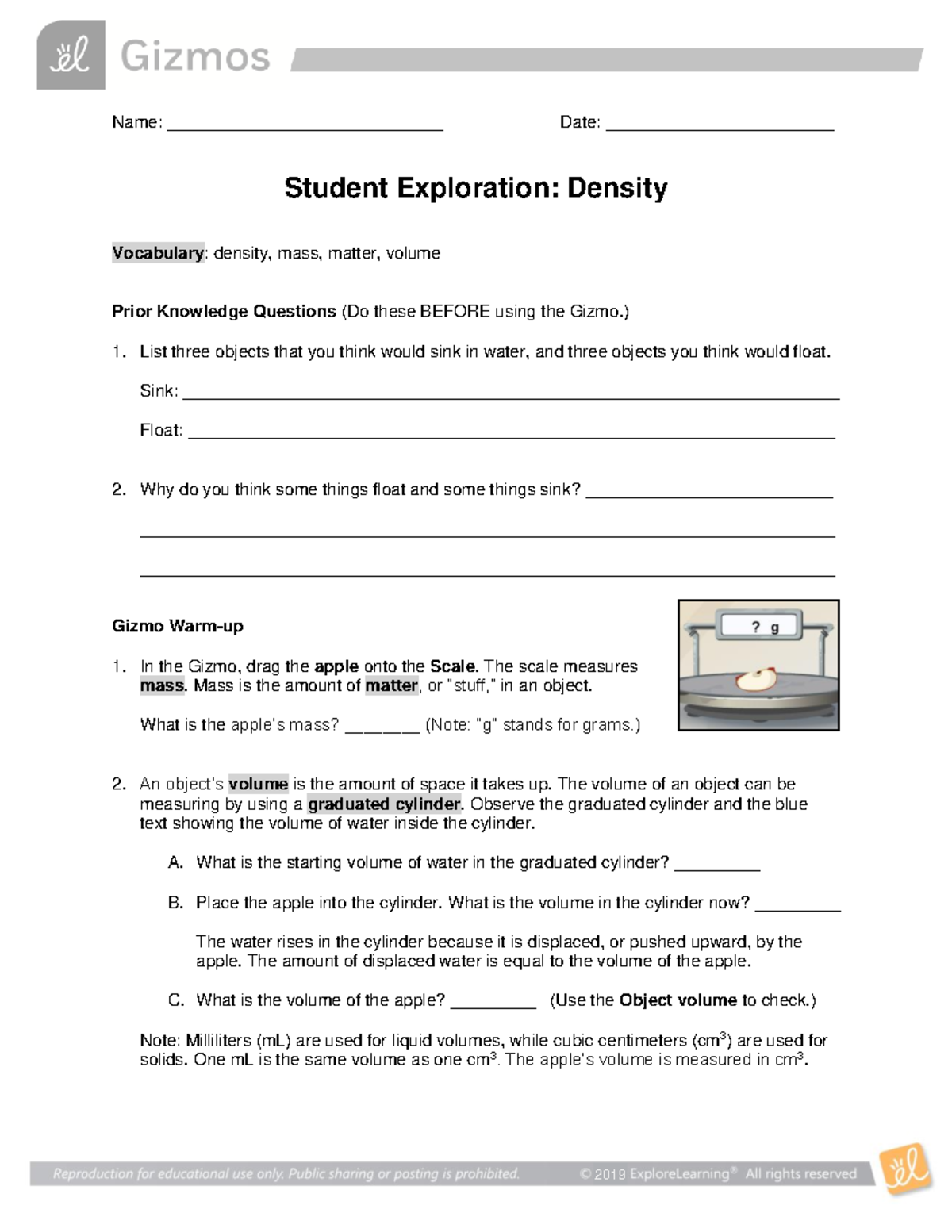 Density Exploration SE: Understanding Sink and Float Concepts - Studocu