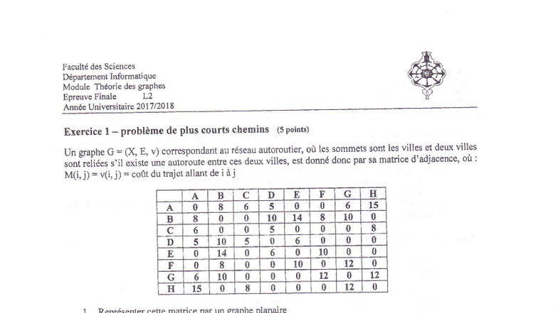 Examen 2017-2018 - Correction TD3 Module THG - Théorie des Graphes ...
