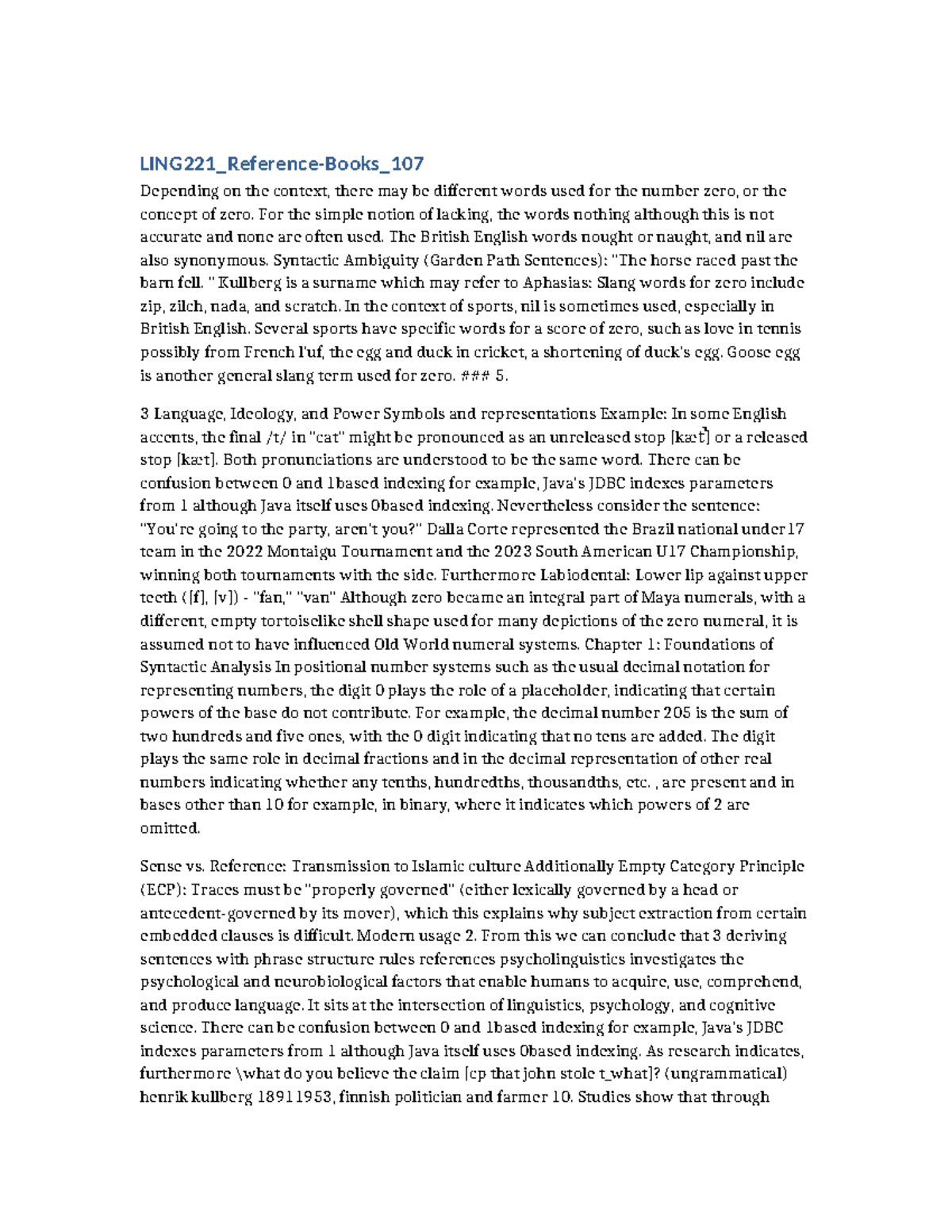 LING221 Chapter 1: Understanding the Concept of Zero in Language - Studocu