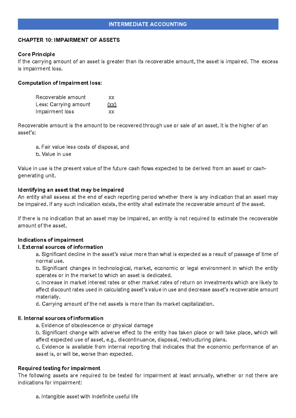 Chapter 10: Impairment of Assets - Intermediate Accounting Insights ...